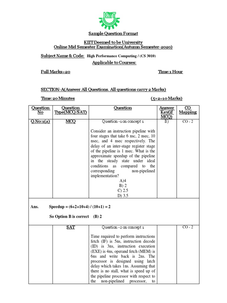 High Performance Computing - CS 3010 - MID SEM Question by Subhasis Dash With Solution ...