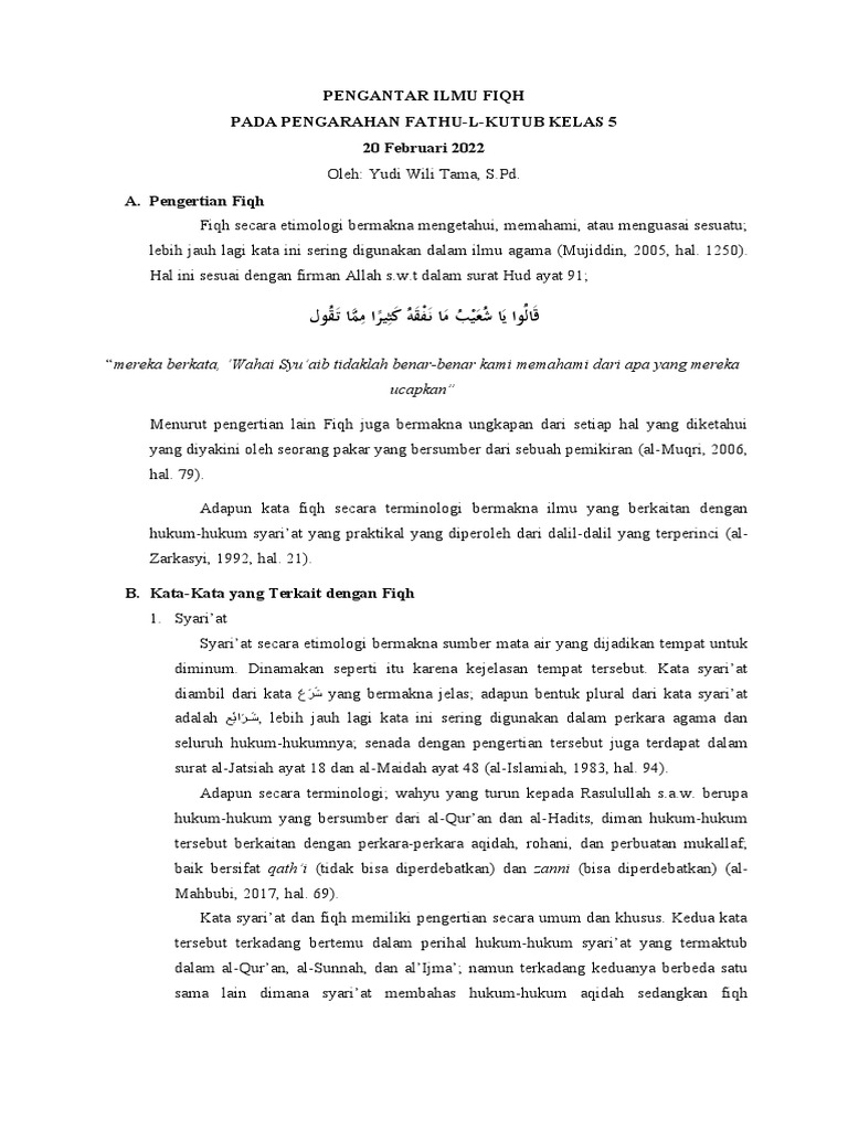 Pengantar Fiqh Kelas 5 | PDF