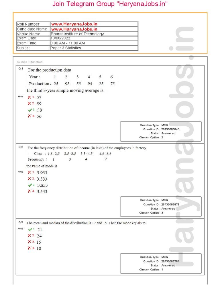 SSC CGL 2021 Tier 2 Statistics Paper English | Download Free PDF ...