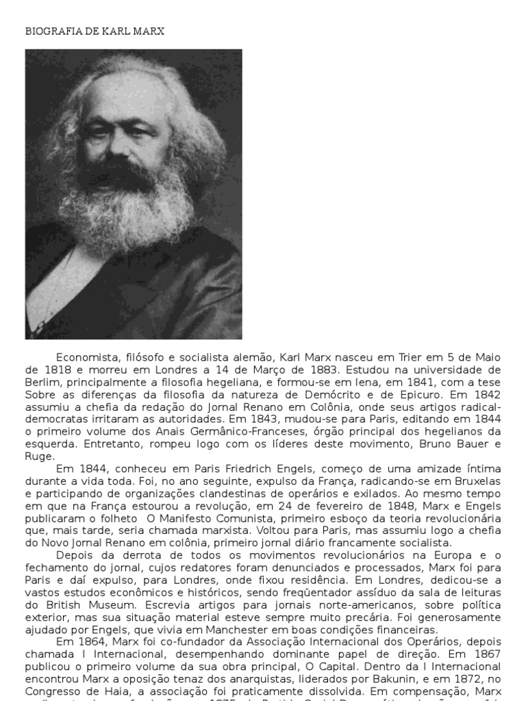 Biografia de Karl Marx | PDF | Karl Marx | Marxismo