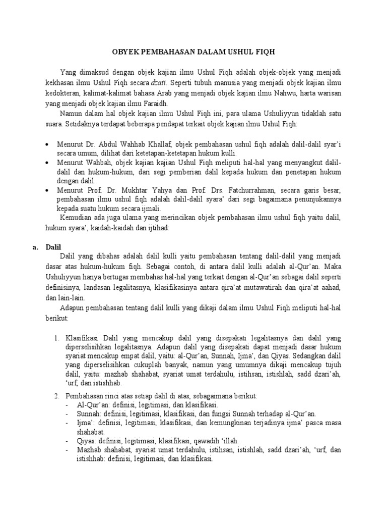 Objek Pembahasan Ushul Fiqh - Muhammad Shafwan Ikmal | PDF | Sains & Matematika