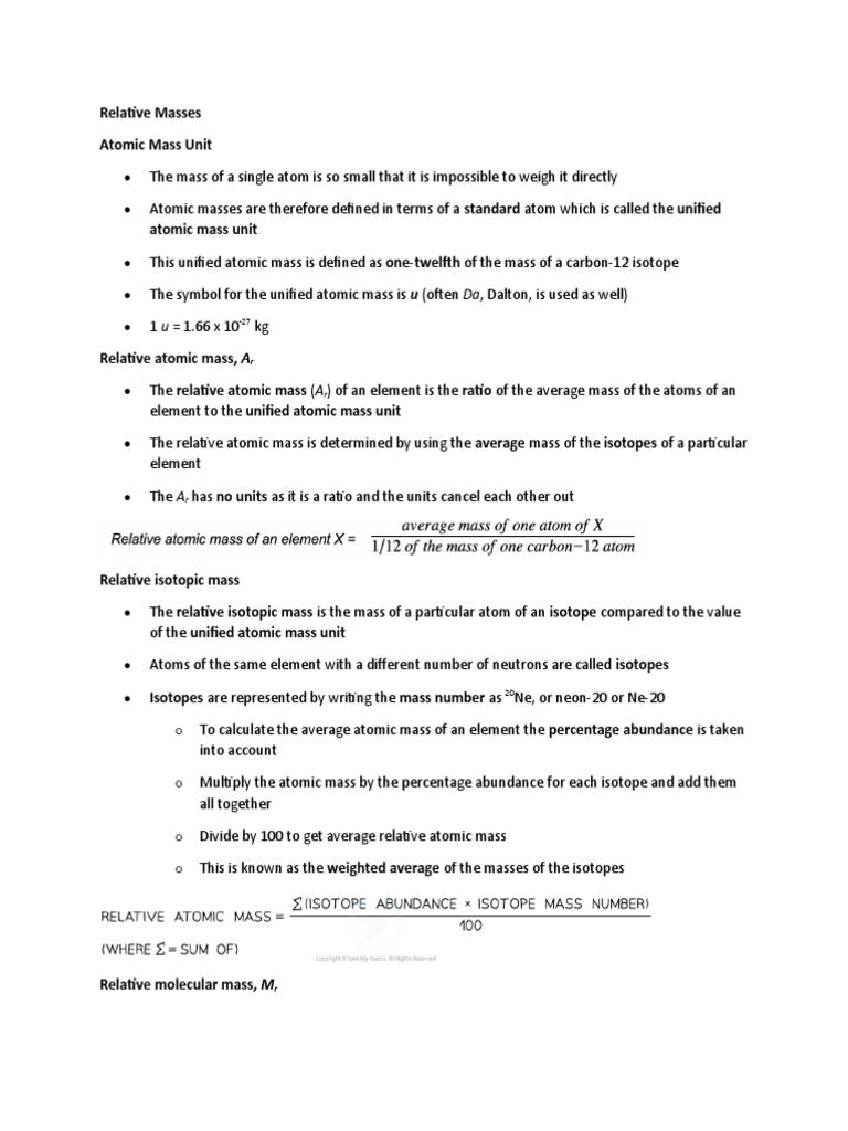 Atomic Mass and Chemical Formulas | PDF | Ion | Mole (Unit)