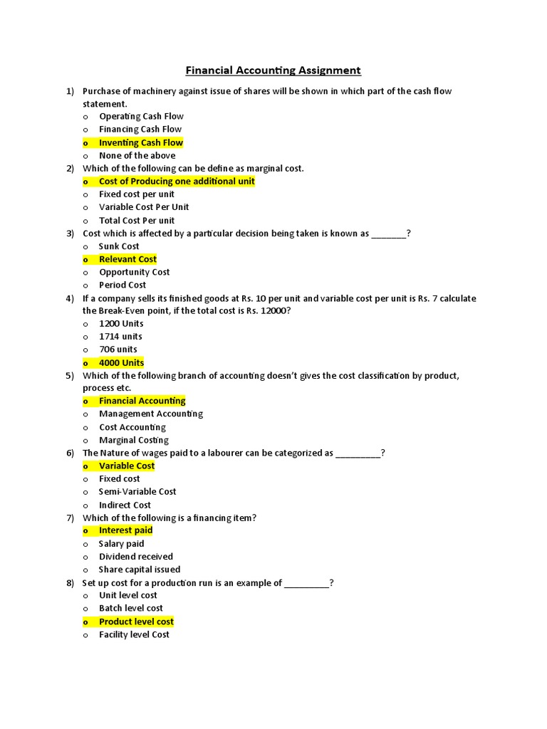 Financial Accounting Assignment | PDF | Corporations | Financial Accounting