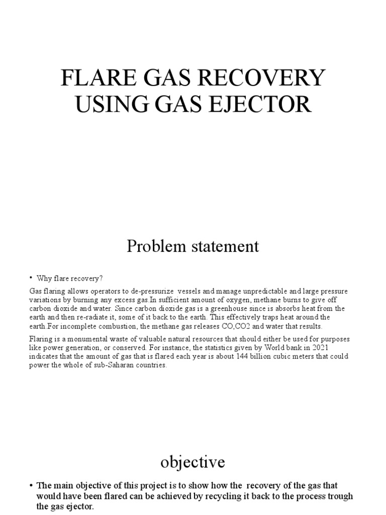 Flare Gas Recovery with Gas Ejector System | PDF | Carbon Dioxide | Valve