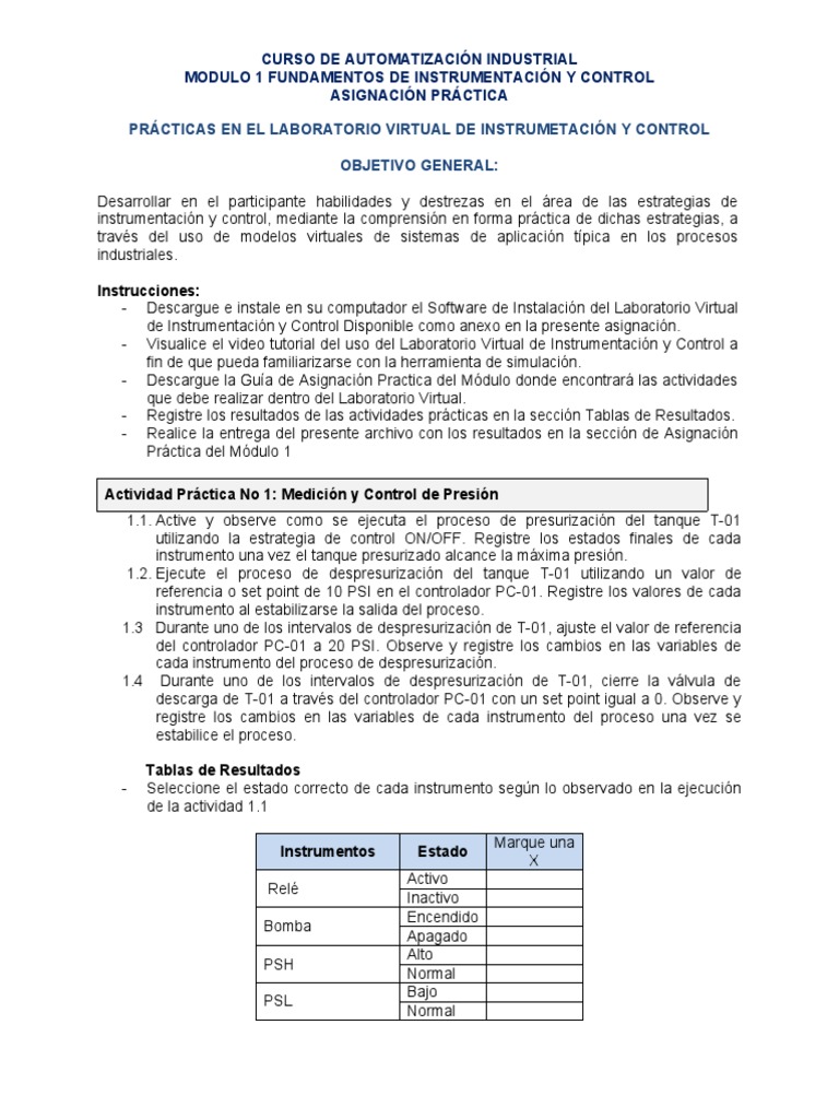 Asignación Practica Modulo 1 | PDF | Laboratorios | Simulación