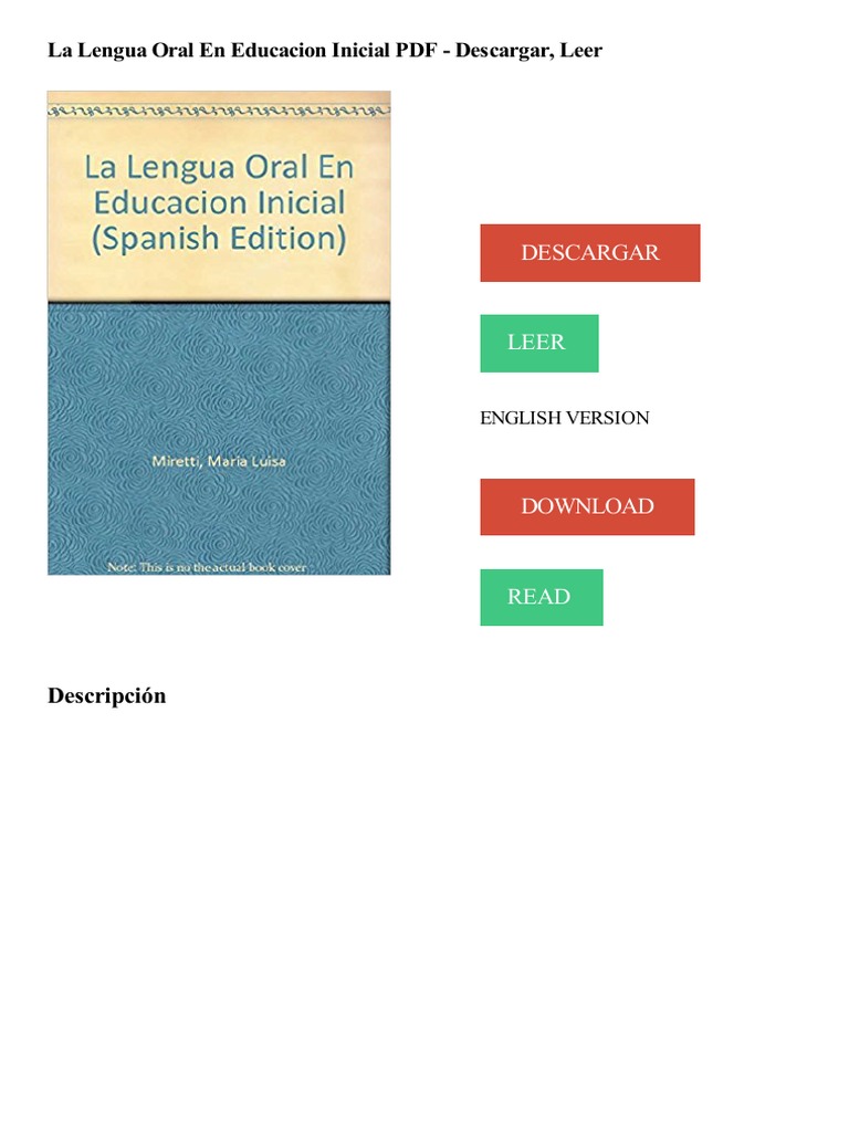 La Lengua Oral en Educacion Inicial PDF - Descargar, Leer DESCARGAR ... La Lengua Oral en Educacion Inicial PDF - Descargar, Leer DESCARGAR ...