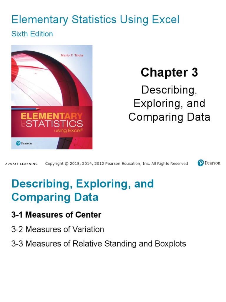 Chapter 3 Describing, Exploring, and Comparing Data | PDF | Coefficient Of Variation | Standard ...