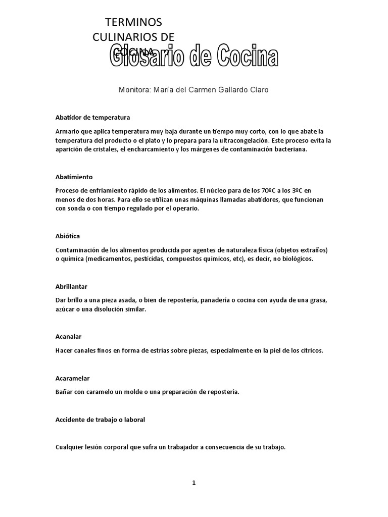 Glosario Cocina | PDF | Alimentos | Arroz