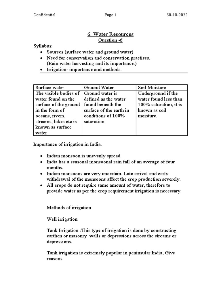 Water Resources | PDF | Irrigation | Water