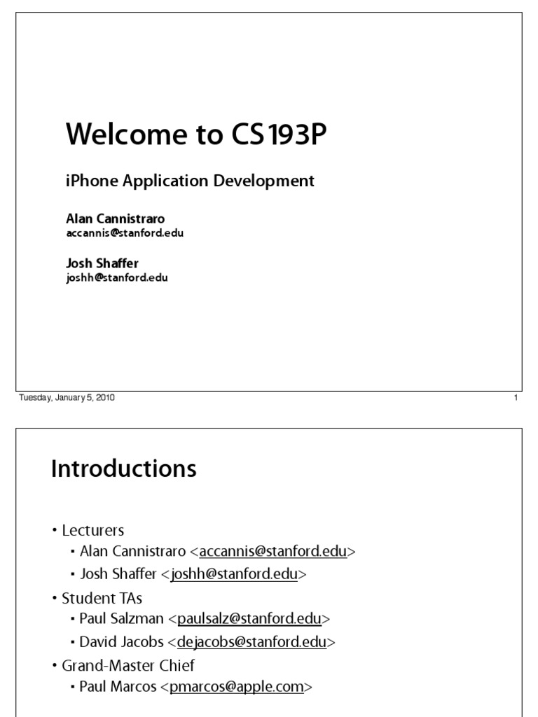Welcome To Cs193P: Iphone Application Development | Download Free PDF | Objective C | Ios