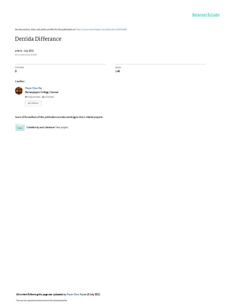 Derrida Differance | PDF | Jacques Derrida | Martin Heidegger