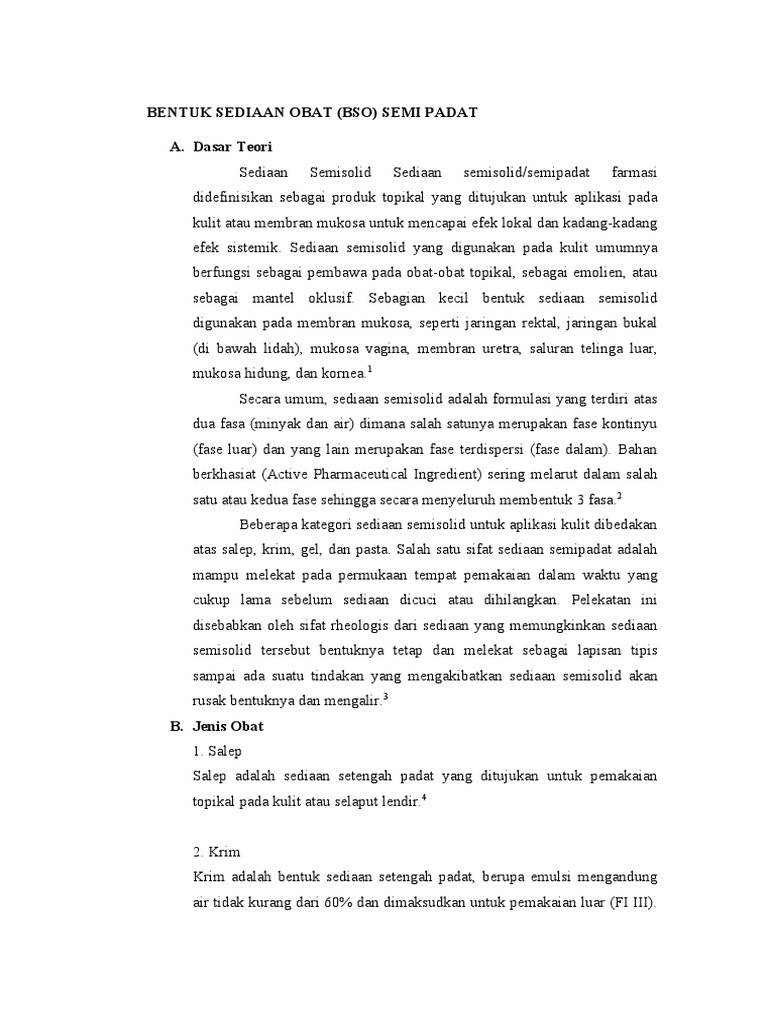 BENTUK SEDIAAN OBAT Semi Padat | PDF | Karier & Perkembangan ...