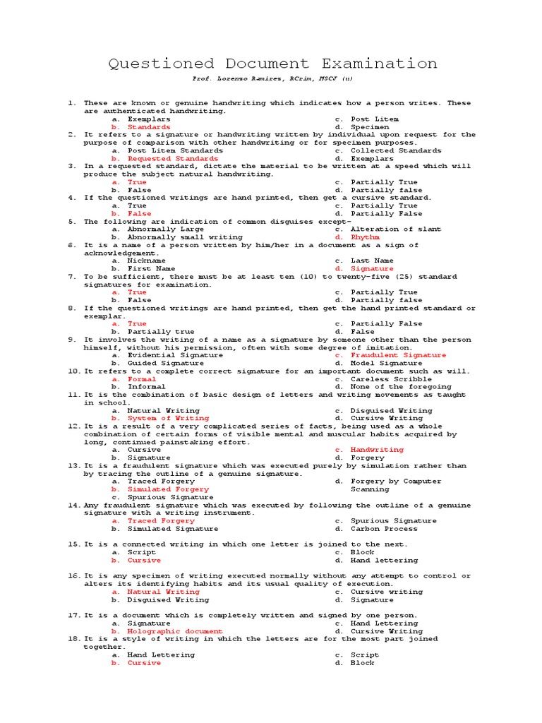 Questioned Document Examination: Prof. Lorenzo Ramirez, Rcrim, MSCJ (U) | Download Free PDF ...