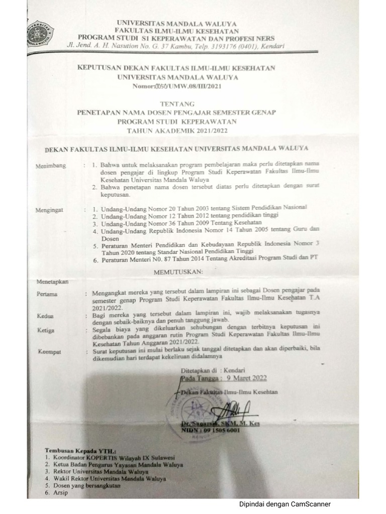 SK Mengajar Semester Genap T.A 2021-2022 | PDF