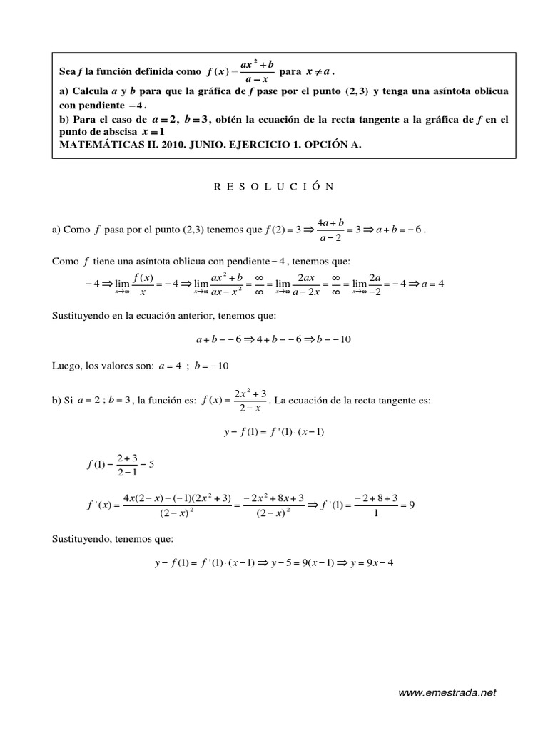 Bloque04 Funciones Ejercicios | PDF | Derivado | Línea (geometría)
