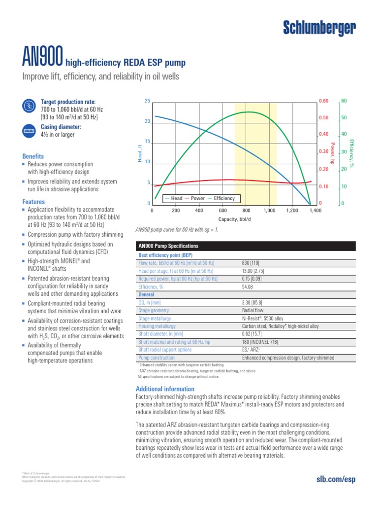 An900 Esp Pump Ps | PDF | Pump | Bearing (Mechanical)