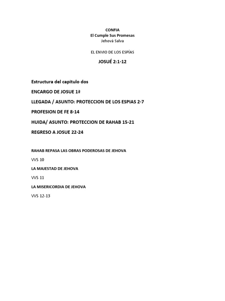 Josué 2 1-24 SEGUNDA PARTE | PDF | Joshua | Cristo (título)