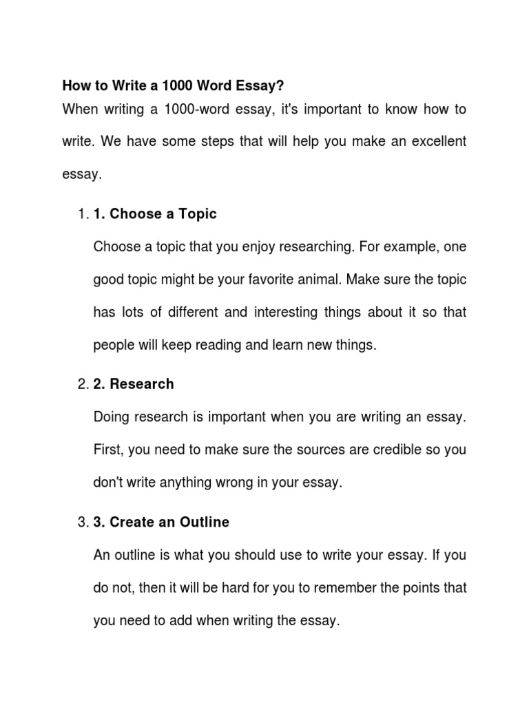 How To Write A 1000 Word Essay Pdf Essays Cognition
