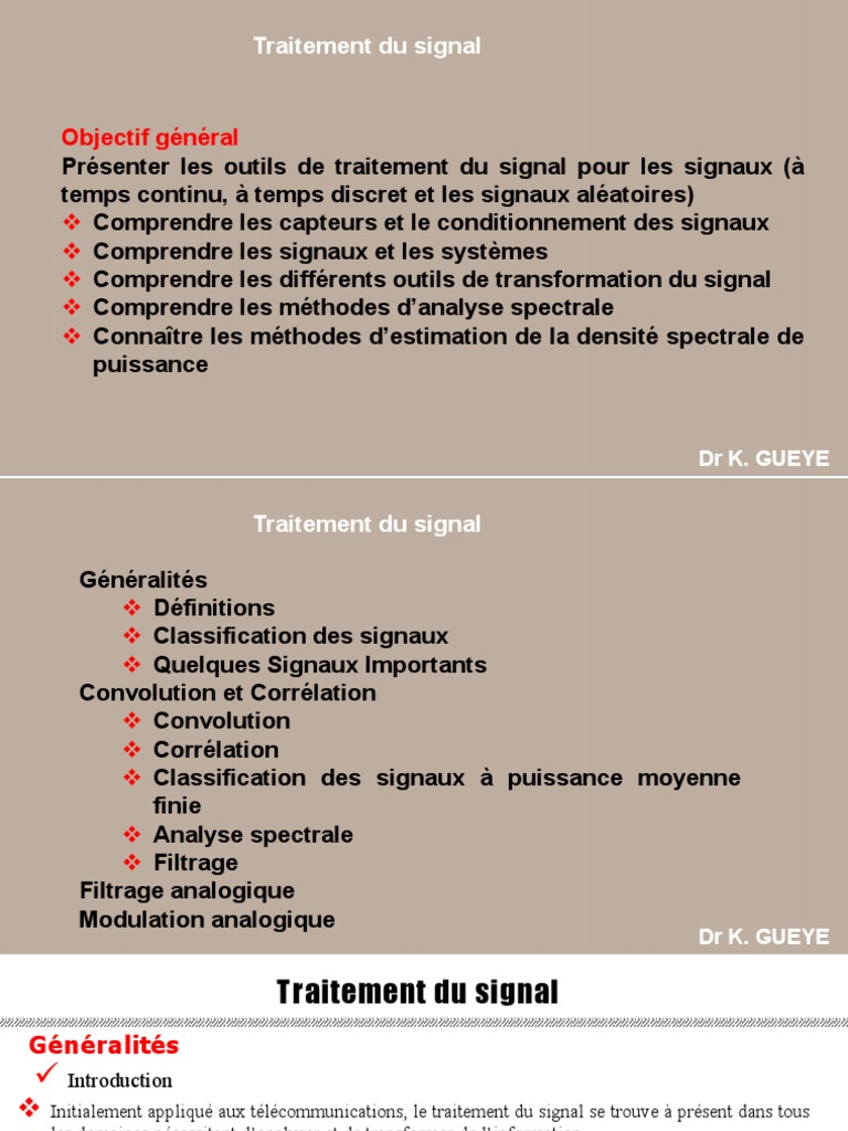 Outils de Traitement du Signal | PDF | Filtre (électronique) | Bande ...