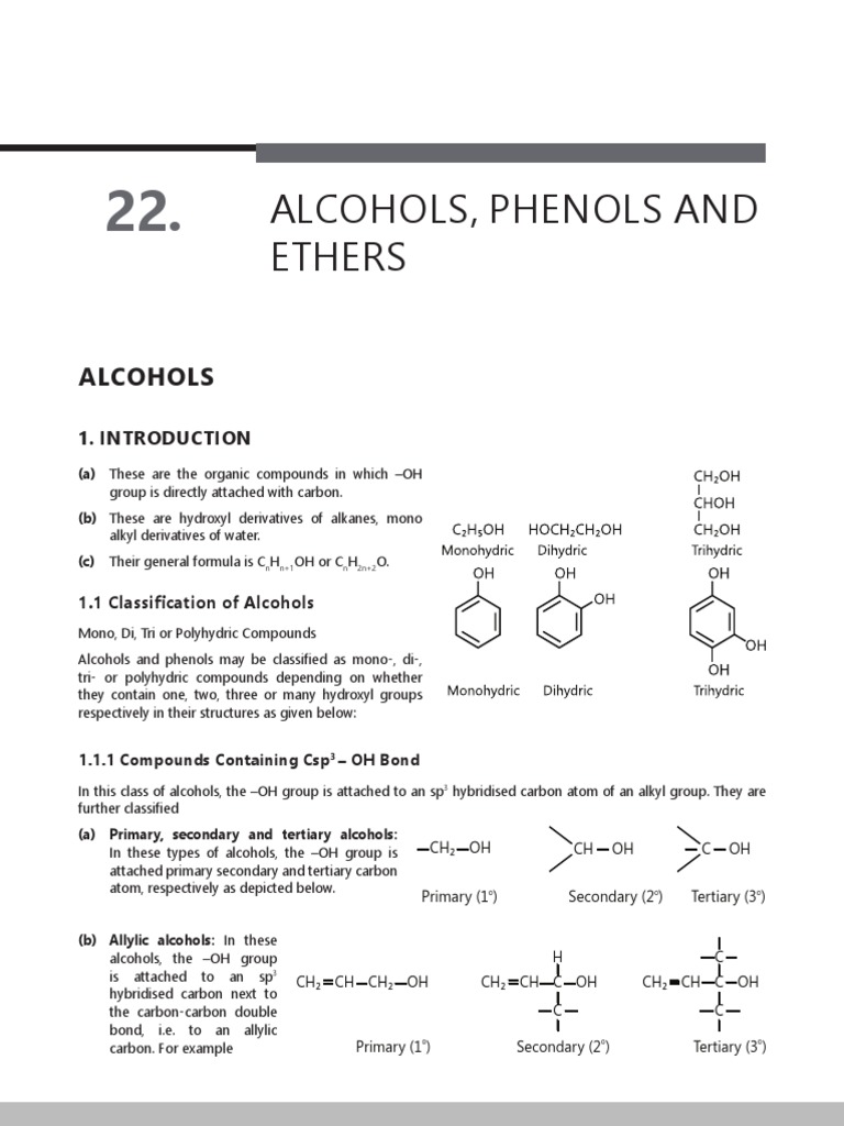 Classification, Preparation, and Reactions of Alcohols | PDF | Hydrogen Compounds | Chemistry