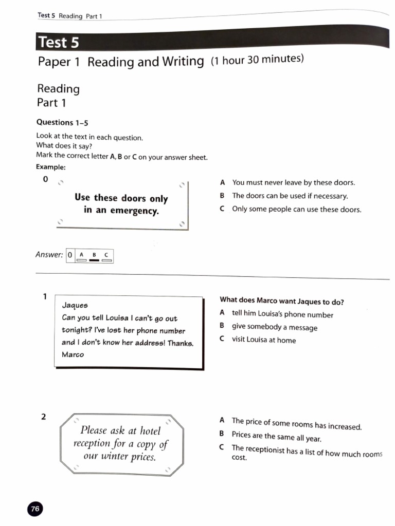 Engleza Cambridge Test | PDF | Lunch | Question