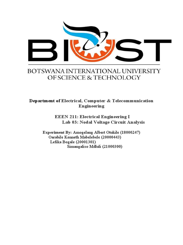Eeen 211 Lab 3 | PDF | Electrical Network | Voltage