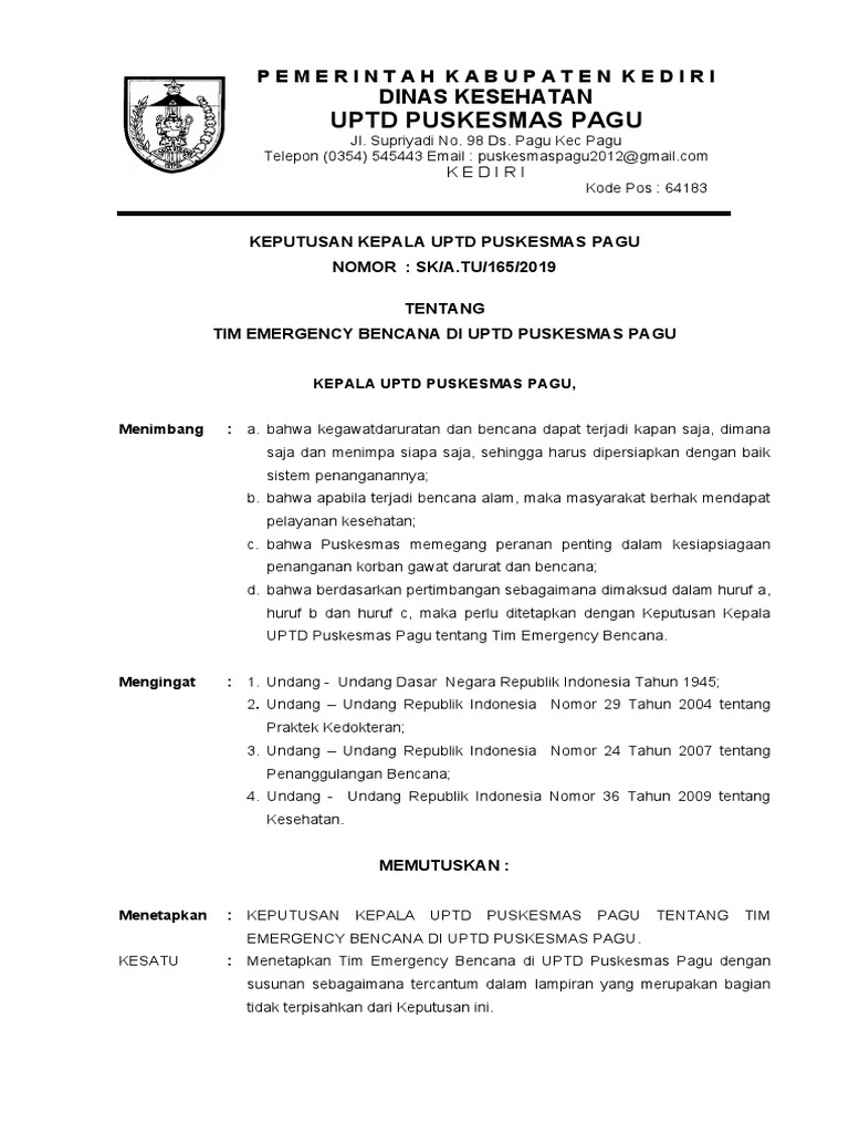SK Tim Emergency Bencana | PDF