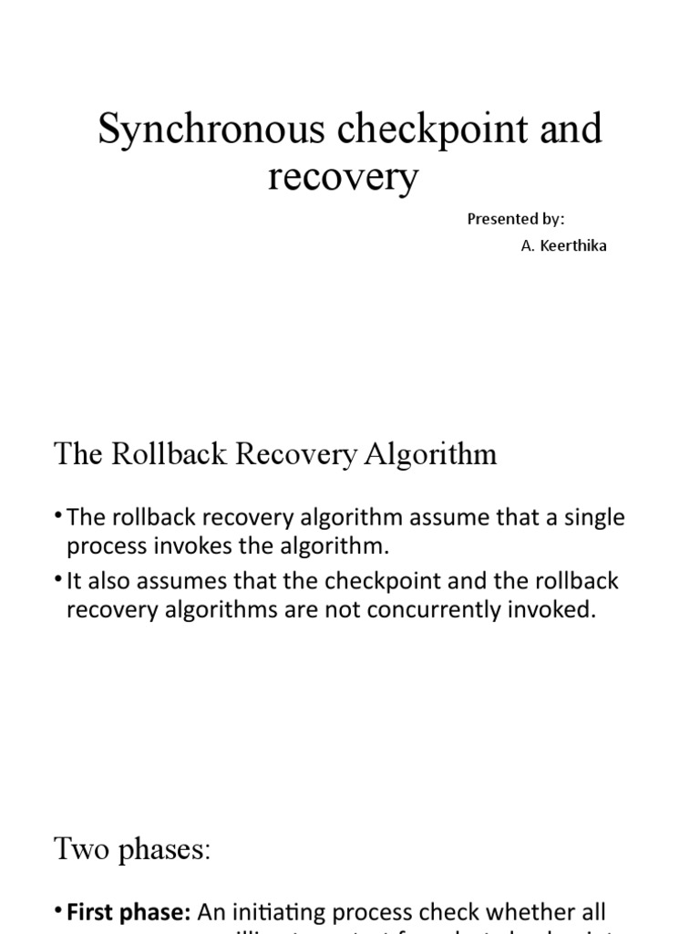 Synchronous Checkpoint and Recovery | PDF