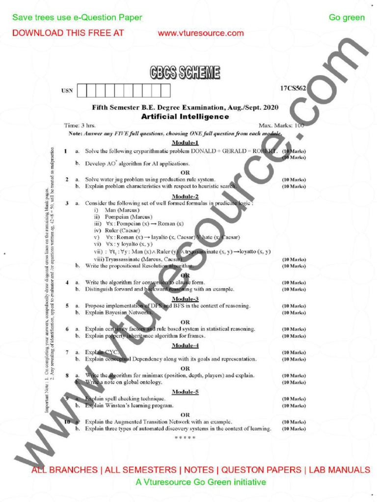 Artificial Intelligence Question Bank 2021 | PDF | Artificial Intelligence | Intelligence (AI ...