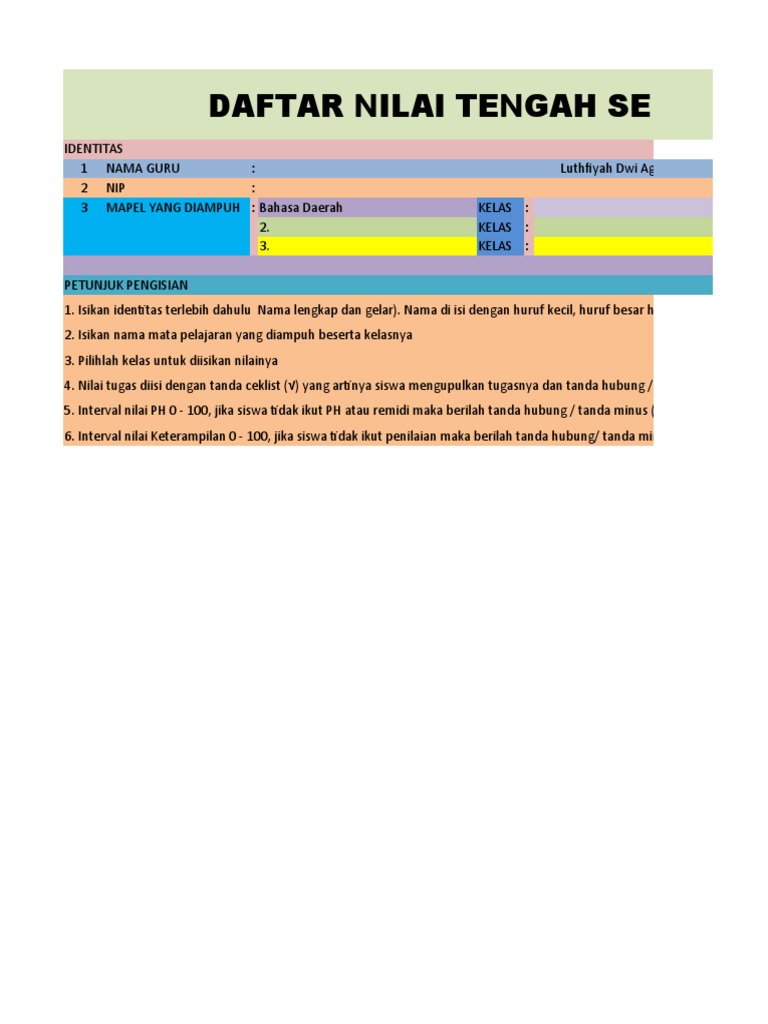 Nilai Sisipan Mapel .... Kelas Xi Mipa.... Nama Guru | PDF