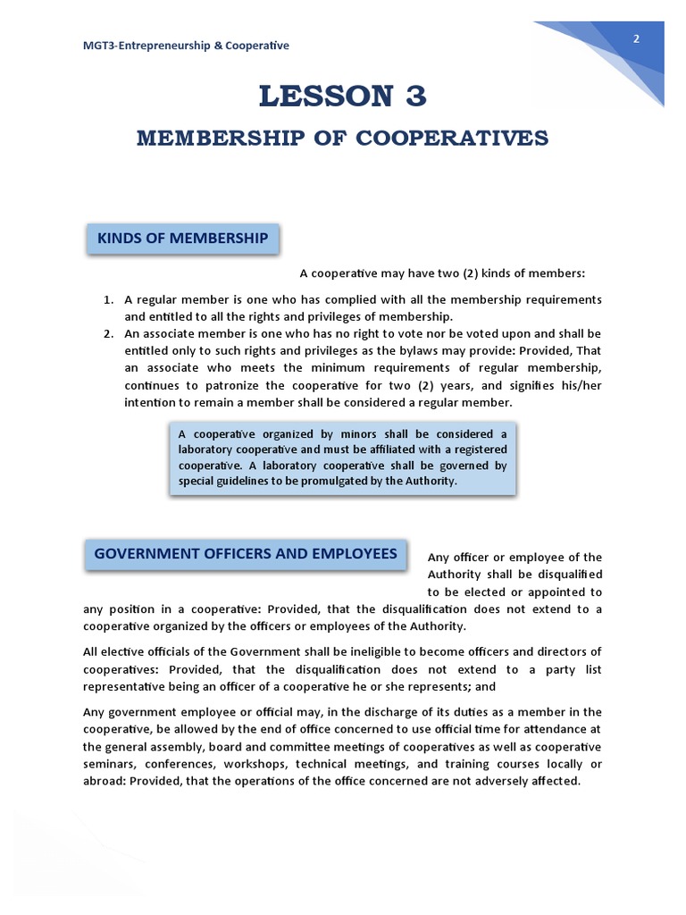 Cooperative LESSON 3 | PDF