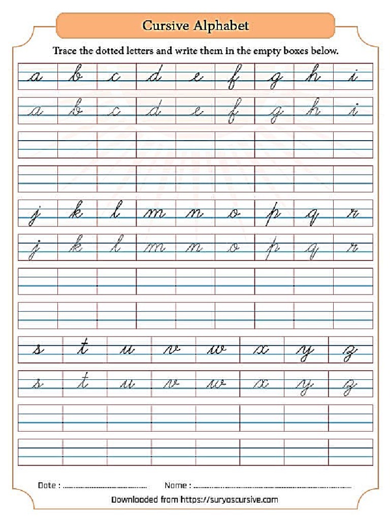 Cursive Writing Lowercase | PDF