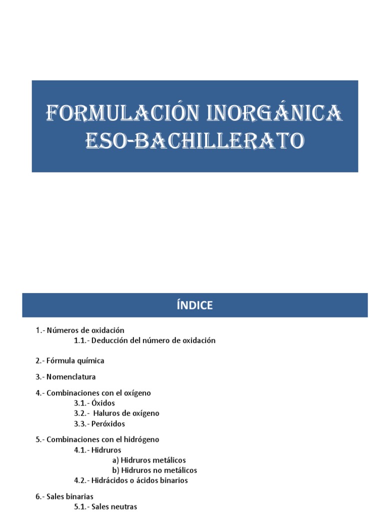 Form Inorgánica Completa | PDF | Compuestos químicos | Elementos químicos