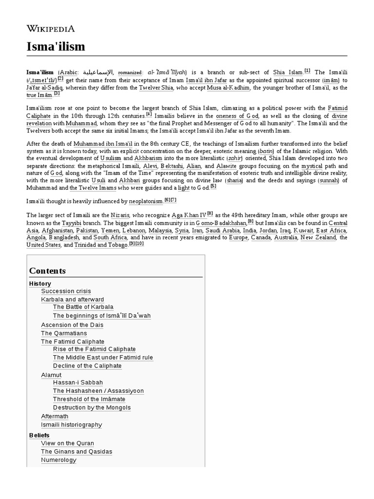 Isma'ilism | PDF | Isma'ilism | Shia Islam