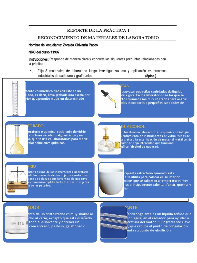 Reporte de La Materiales de Laboratorio | PDF | Laboratorios | Líquidos