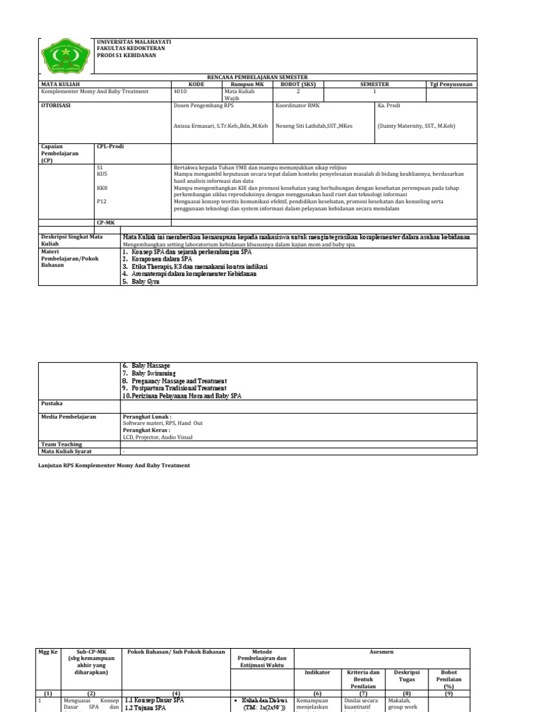 RPS BD. 4010 Komplementer Momy and Baby Treatment | PDF