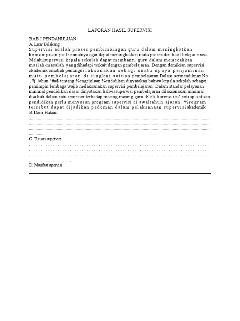 Laporan Hasil Supervisi | PDF