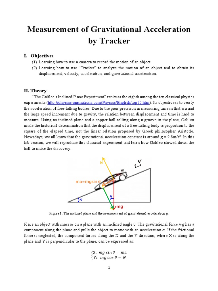 Measurement of Gravitational Acceleration by Tracker - 202209 | PDF ...