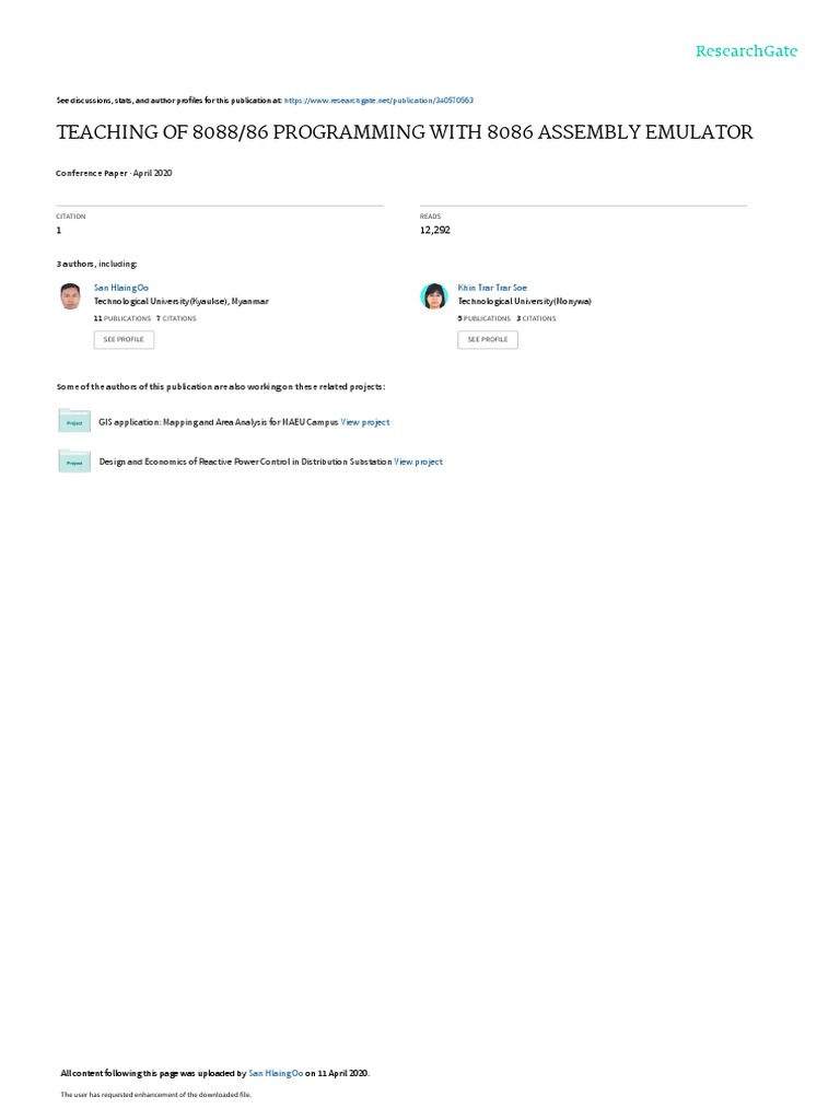 Teaching of 808688 Programming With Assembly Emulator | PDF | Computer Program | Programming