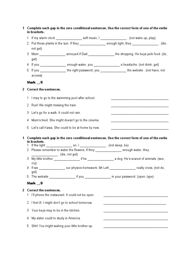 Zero Conditional & Sentence Correction Exercises | PDF