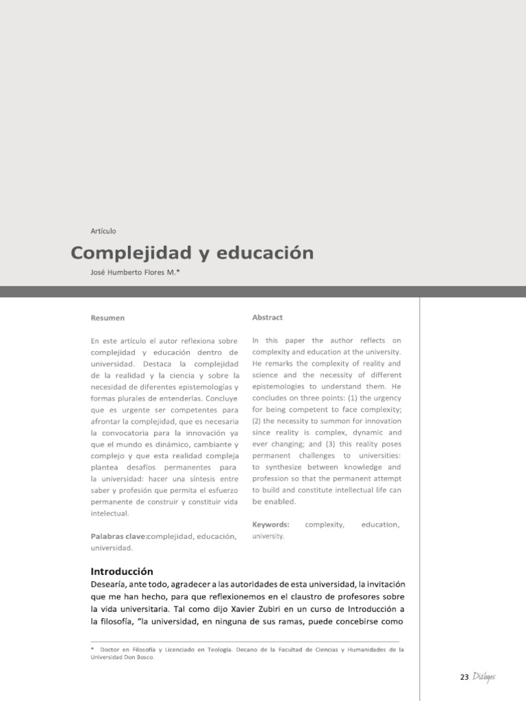 La complejidad y la necesidad de nuevas epistemologías para comprender contextos complejos | PDF ...