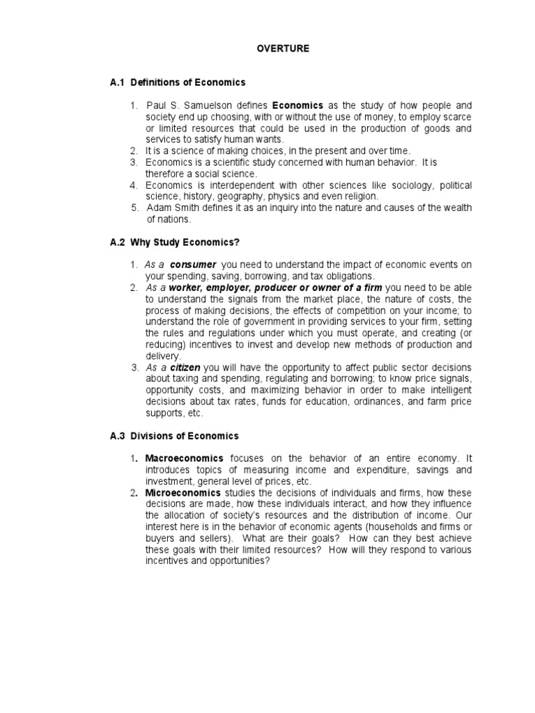 1 Definition & Basic Concepts | PDF | Economics | Resource