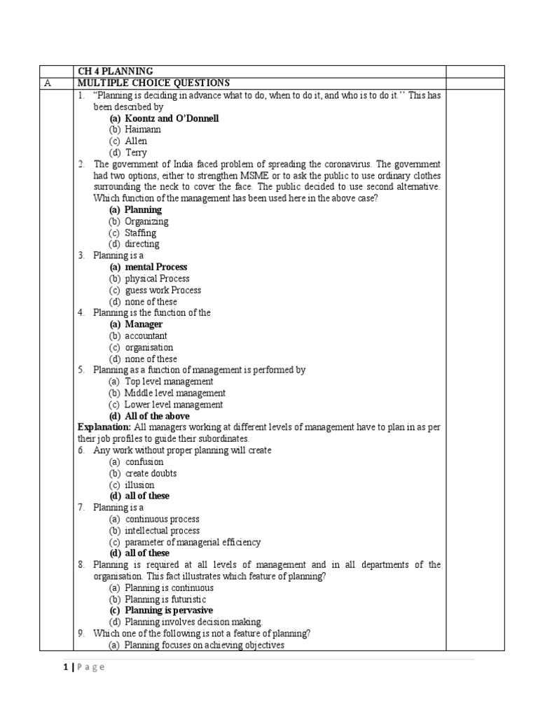 Chapter - 4 Planning | PDF | Sales | Planning