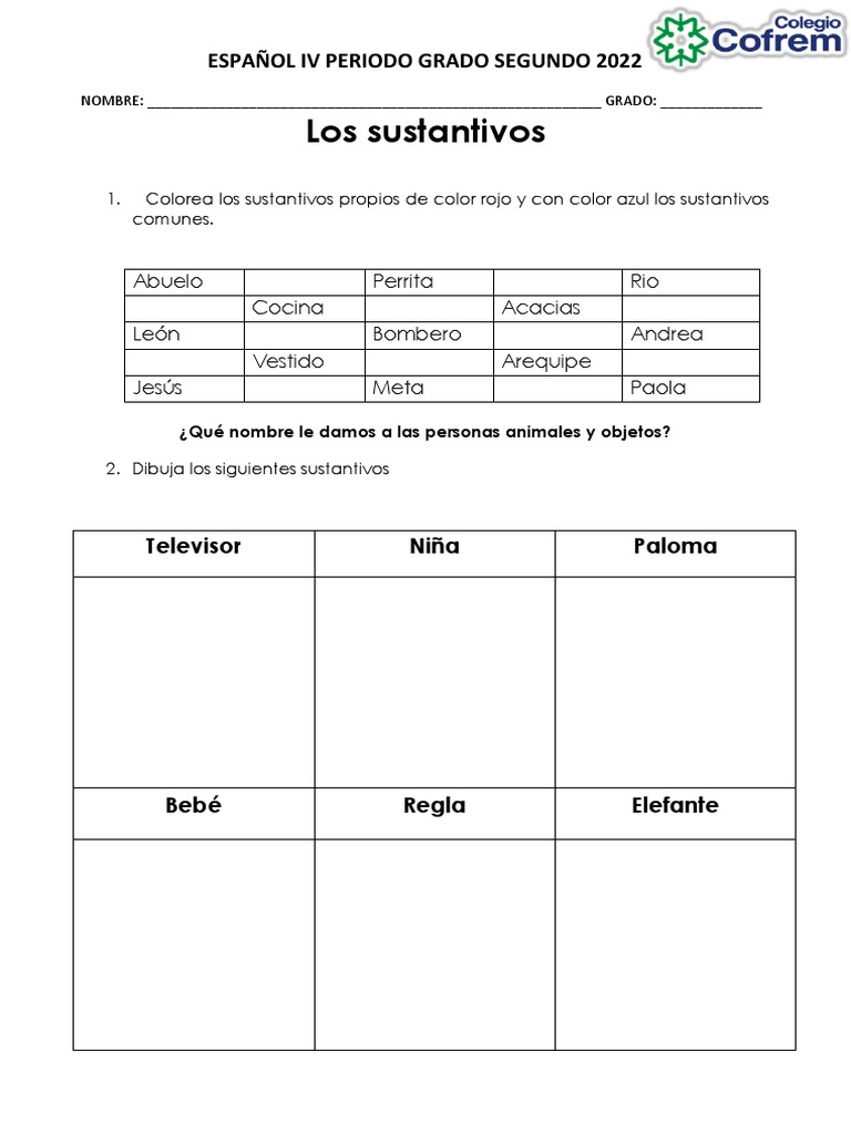 Taller de Sustantivos | PDF | Sustantivo