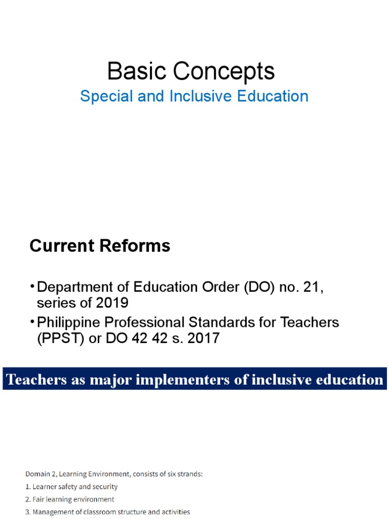 Basic Concepts | PDF | Special Education | Inclusion (Education)