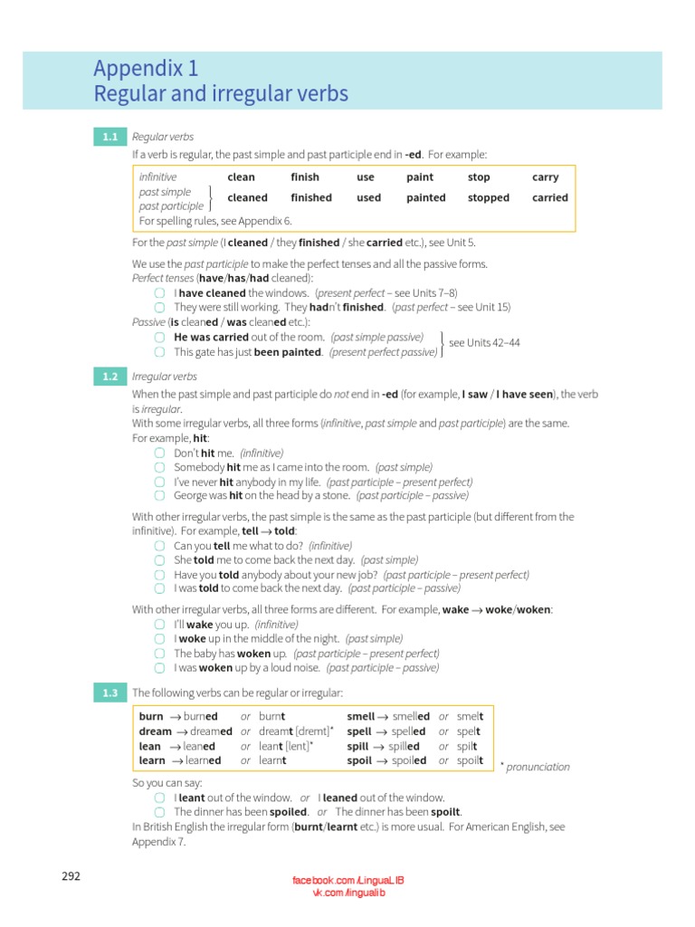 Regular and Irregular Verbs Guide | PDF | Verb | Language Mechanics