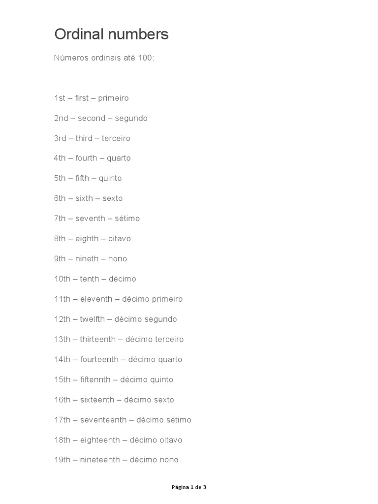 Cardinal Numbers up to 100 | PDF