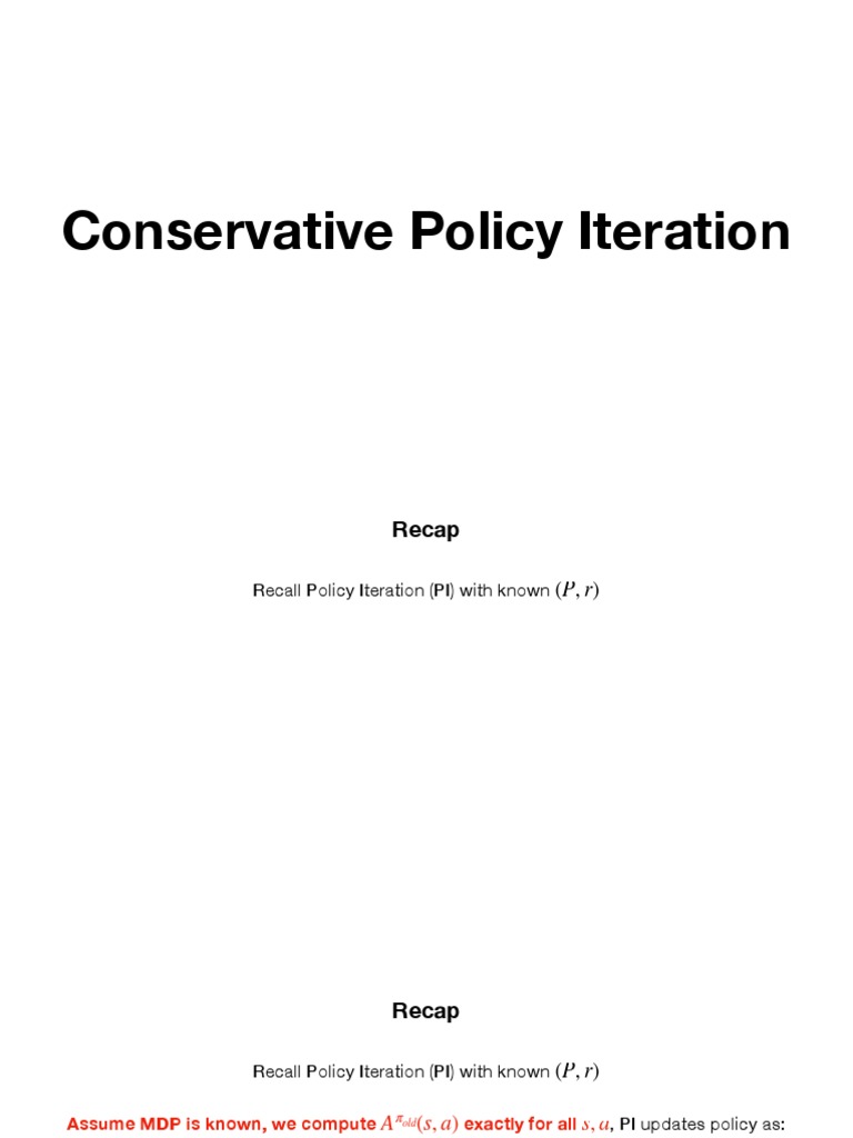 Conservative Policy Iteration Guide | PDF | Mathematical Logic | Algorithms