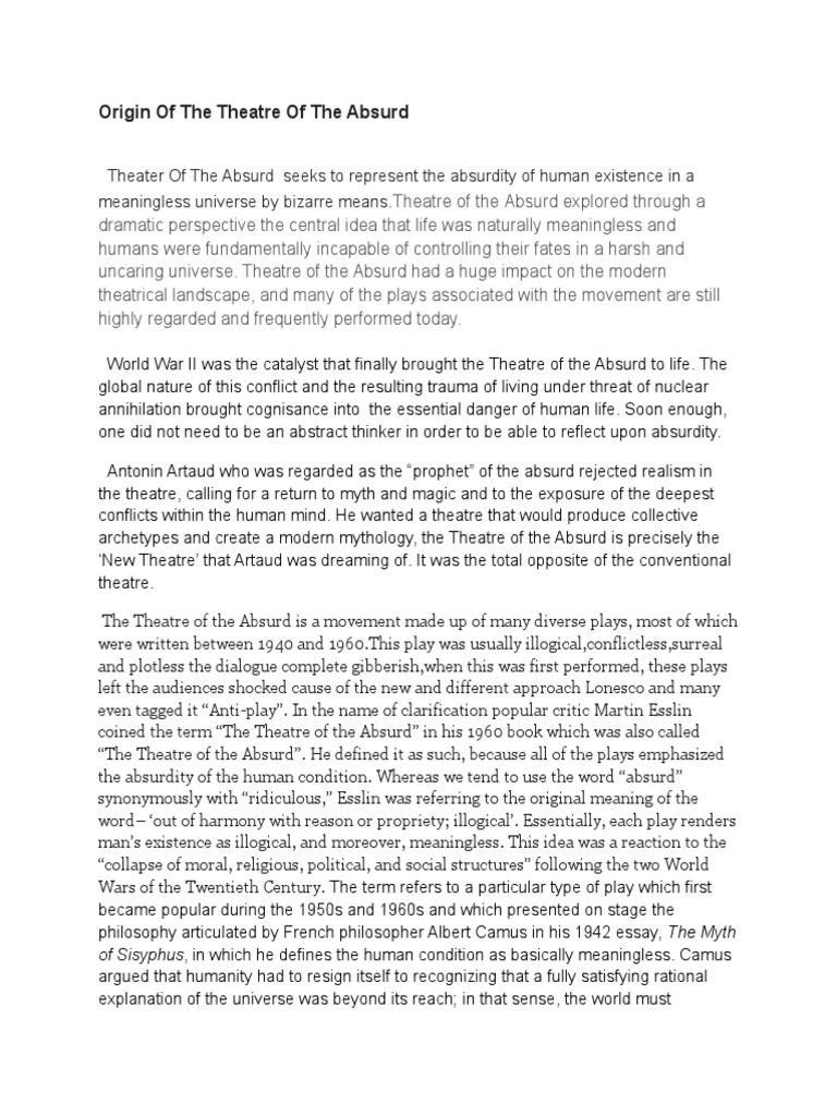 Origin of The Theatre of The Absurd | PDF