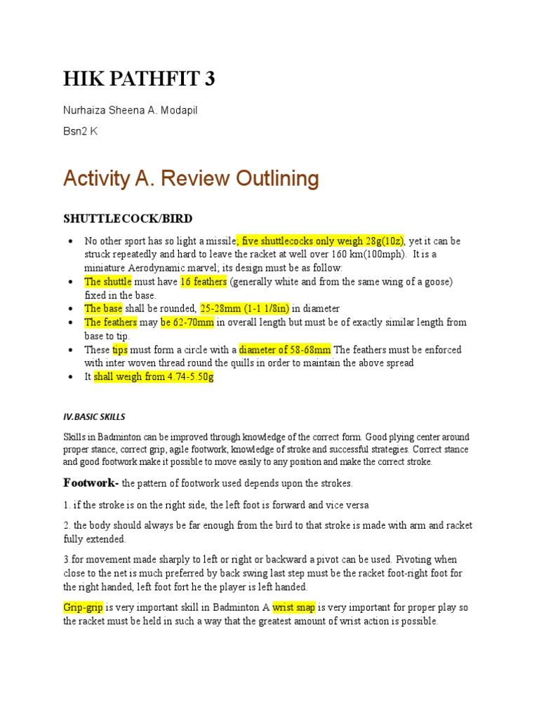 Hik Pathfit 3 | PDF | Athletic Sports | Sports